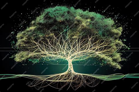 Premium Photo Green Deciduous Tree Growing On A Black Background Generative Ai Generative Ai