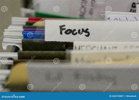 Office Files And Documents Labeled As Focus Stock Image Image Of Data Workplace 260135087