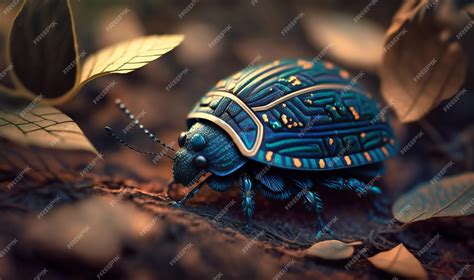 Premium Photo The Tiny Details On A Beetles Shell As It Scurries