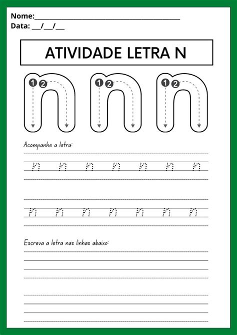 Atividades a Letra N Maiúscula e Minúscula para Imprimir