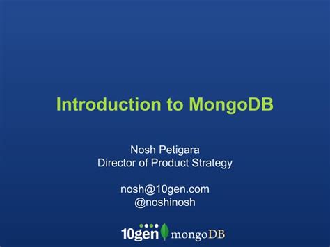 introduction to mongodb webinar jan 2011 ppt