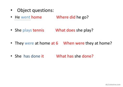 Subject And Object Questions And Taq English Esl Powerpoints