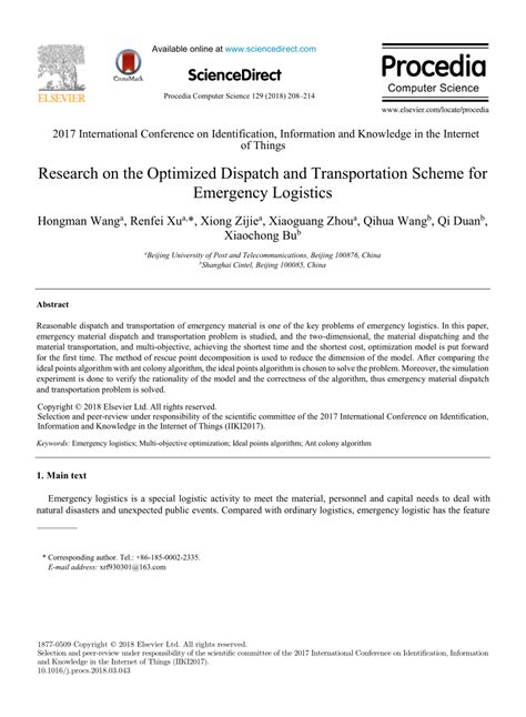 pdf research on the optimized dispatch and transportation scheme for