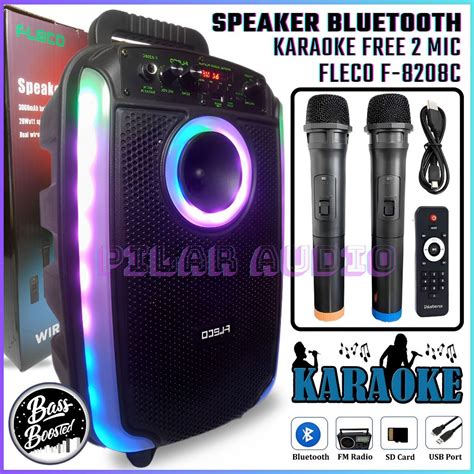 Jual SPEAKER BLUETOOTH FLECO F 8208C 8 5 INCH FREE 2 MIC WIRELESS