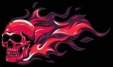 Skull On Fire With Flames Vector Illustration Stock Vector