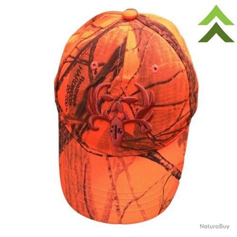 Casquette Broderie Cerf Camouflage Orange Fluo Pêche Chasse Taille