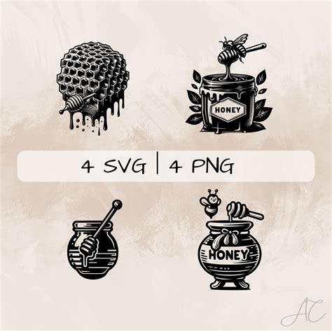 Honey Svg Bundle Bee And Honey Png Honey Pot Clipart Hand Drawn