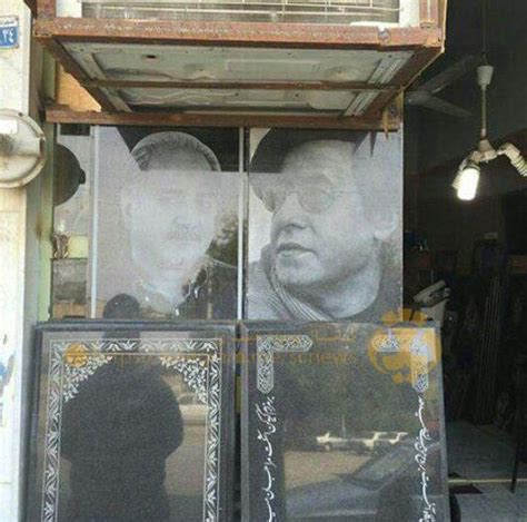 استفاده از تصاویر پرویز پرستویی و خسرو شکیبایی برای تبلیغ سنگ قبر عکس