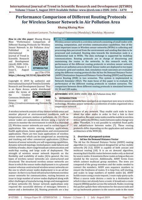 Performance Comparison Of Aodv And Dsdv Routing Protocols For Ad Hoc
