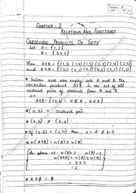 Solution Relation And Function Best Handwritten Notes Class 11
