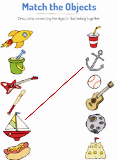 Match Pairs Draw Lines To Connect The Matching Objects Preschool Worksheets