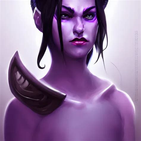 A Portrait Of A Tiefling With Purple Skin And Black Stable Diffusion