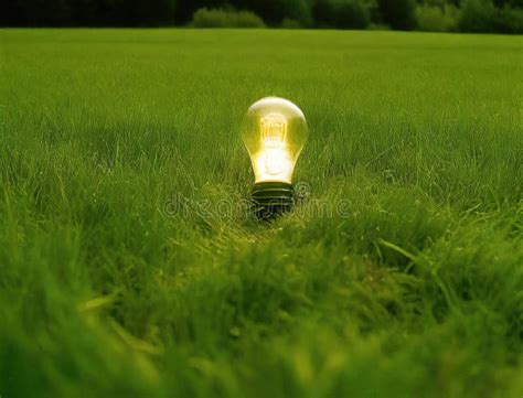 Light Bulb On The Grass Stock Illustration Illustration Of Healthy
