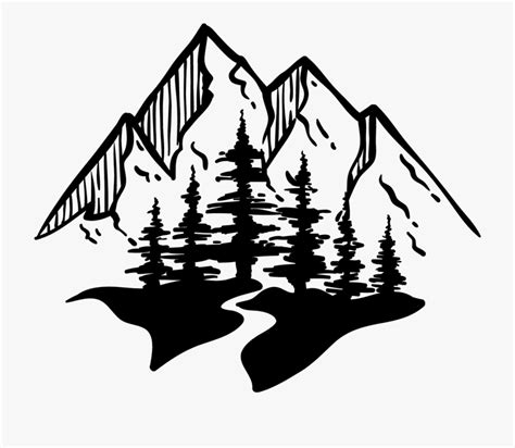 山 イラスト 白黒画像