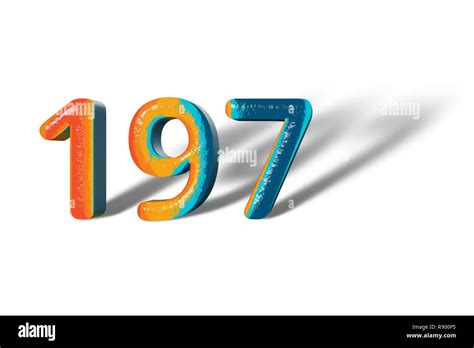 3D Number 197 One Hundred Ninety Seven Lively Colours Stock Photo Alamy