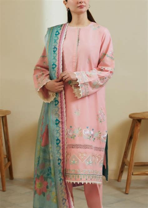 Grace S1189 Embroidered 3pc Lawn Dress With Printed Munar Dupatta Katran