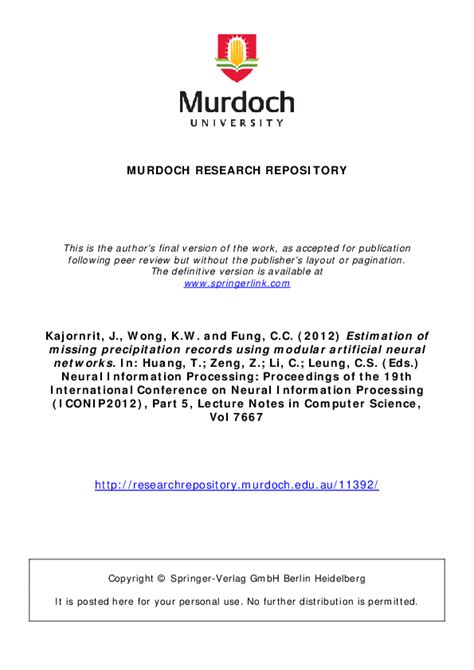 pdf modular artificial neural networks jesada kajornrit