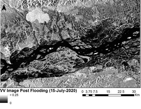 Sentinel 1 Microwave Satellite Image Of Vv Polarization After The Flood Download Scientific
