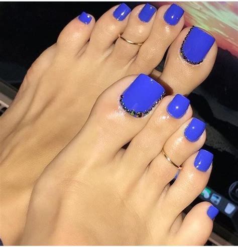 Blue Toenails For The Summer Toes Uñas De Gel Para Pies Arte De