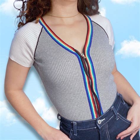 Rainbow Zip Up Top🌈 Super Cute Basic Top That Depop
