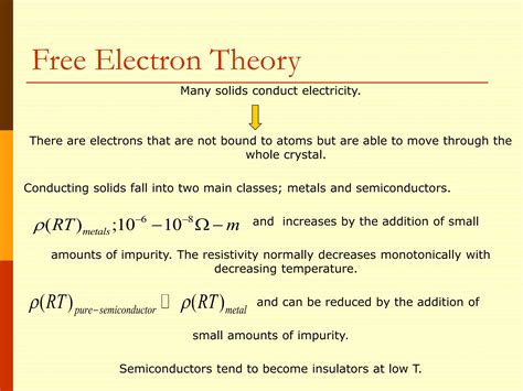 Free Electron Theoryfree Electron Theory Ppt