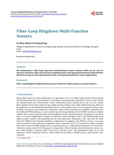 Pdf Fiber Loop Ringdown Multi Function Sensors