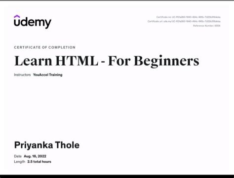priyanka thole on linkedin successfully completed html