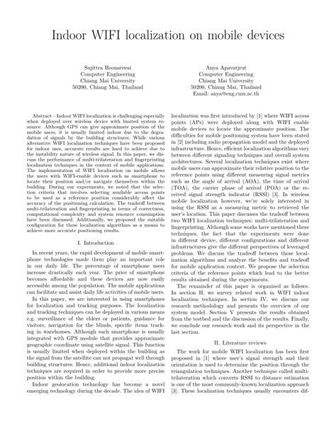 Pdf Indoor Wifi Localization On Mobile Devices