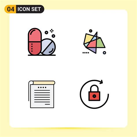 set of 4 modern ui icons symbols signs for healthcare notes abstract