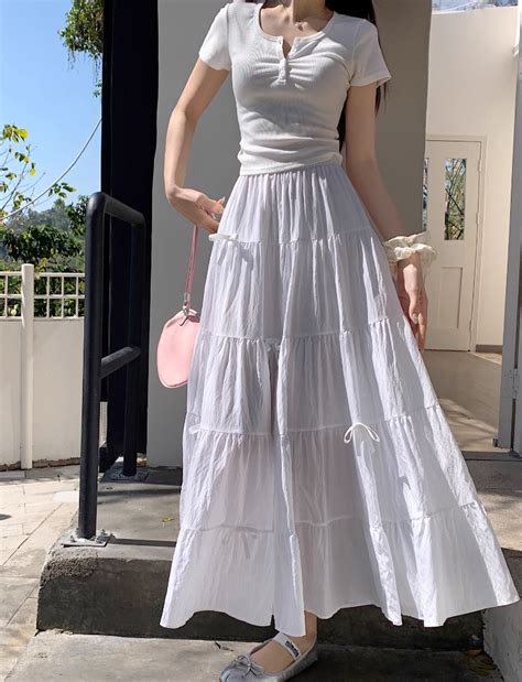 필링바잉 로코여주💛 직진배송 로맨틱 앤틱 러블리 리본 캉캉 밴딩 롱 스커트