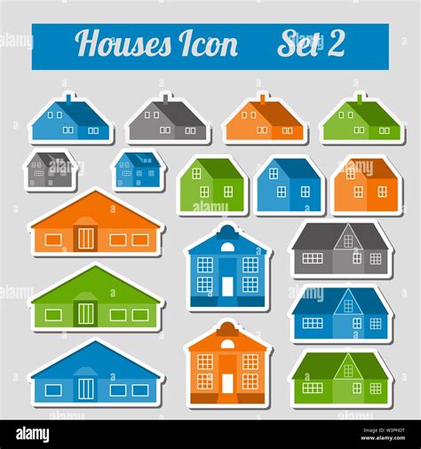 Houses Icon Setr Elements For Creating Your Perfect City Colour
