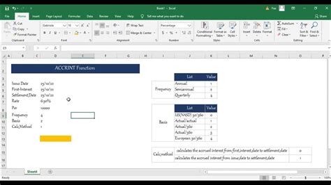 Accrint Function In Excel Formuls Financial Formulas In Microsoft