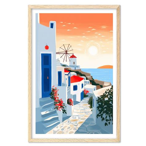 Eastern Print Mykonos Poster Greece Wall Art Greek Art Vintage