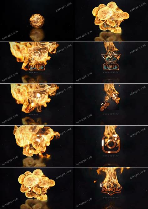 随震撼喷涌火焰燃烧出现的logo特效ae模板ae模板新cg儿newcger