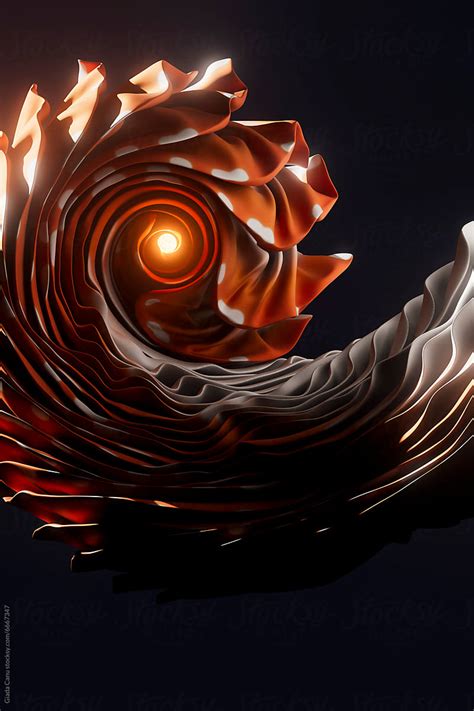 3d Abstract Spiral Shape With Glowing Orange Light By Stocksy
