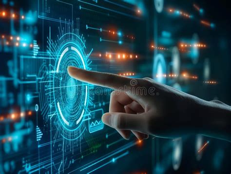 Touching The Future Interactive Digital Interface Stock Image Image