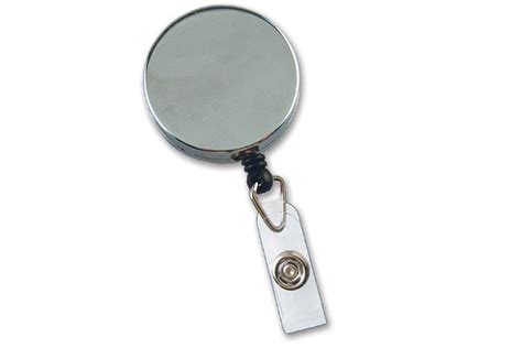 505 Hd Crm Chrome Heavy Duty Metal Badge Reel W Nylon Cord Clear