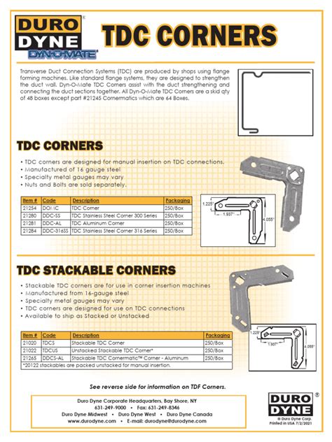 Tdc Tdf Corner Litsheet Pdf Duct Flow Secondary Sector Of The