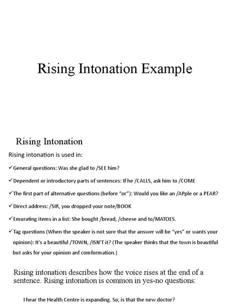 Rising Intonation Example Pdf