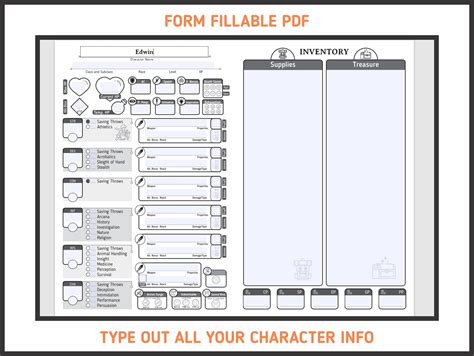 Fighter Character Sheet For Dnd 5e Form Fillable Pdf Dungeons And