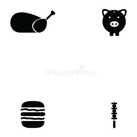 Sistema Del Icono De La Carne Ilustración Del Vector Ilustración De