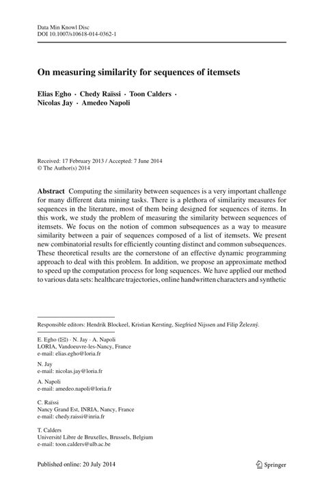 Pdf Towards A Similarity Measure For Complex Sequences