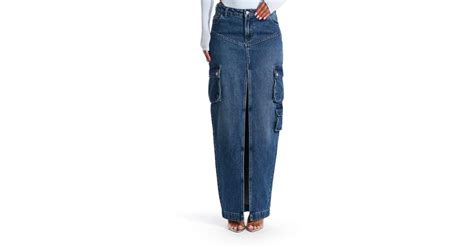 Naked Wardrobe Cargo Denim Maxi Skirt In Blue Lyst