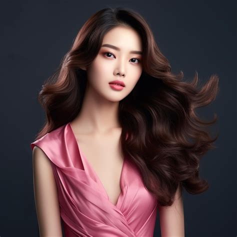 Premium Photo Young Beautiful Cute Asian Model Wearing A Pink Color