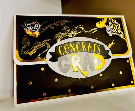 Congrats Grad Black And Gold Double Fold Card Purposefully Written