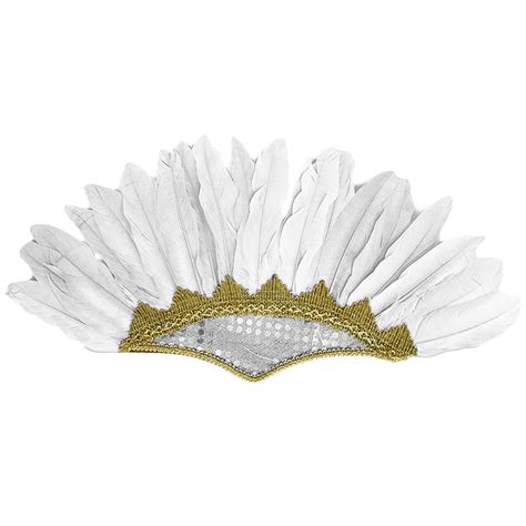 Cocar De Índio Dourado De Penas Com Lantejoulas Apollo Festas