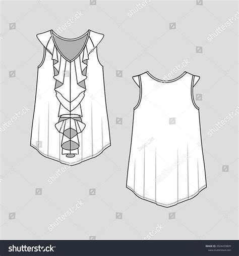 Fashion Vector Sketch V NECK T SHIRT Fashion Flat Sketch Technical