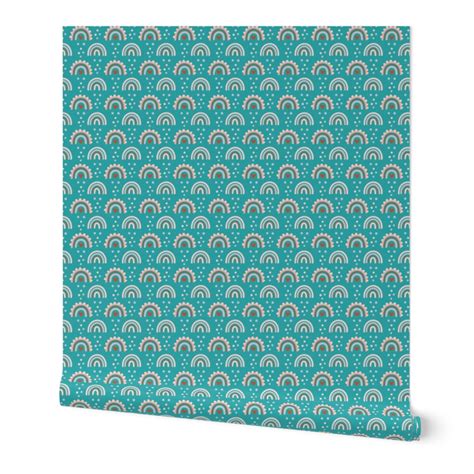Small Scale Spring Boho Rainbows On Wallpaper Spoonflower