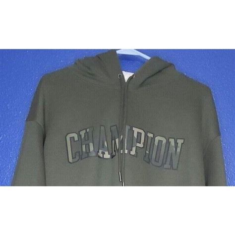 Champion Mens Dark Green With Camo Logo Hoodie Size Large Nwt