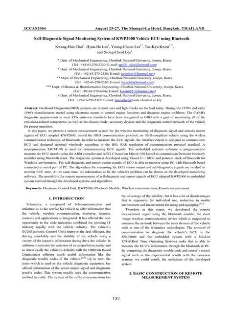 Self Diagnostic Signal Monitoring System Of Kwp2000 Vehicle Ecu Pdf Bluetooth